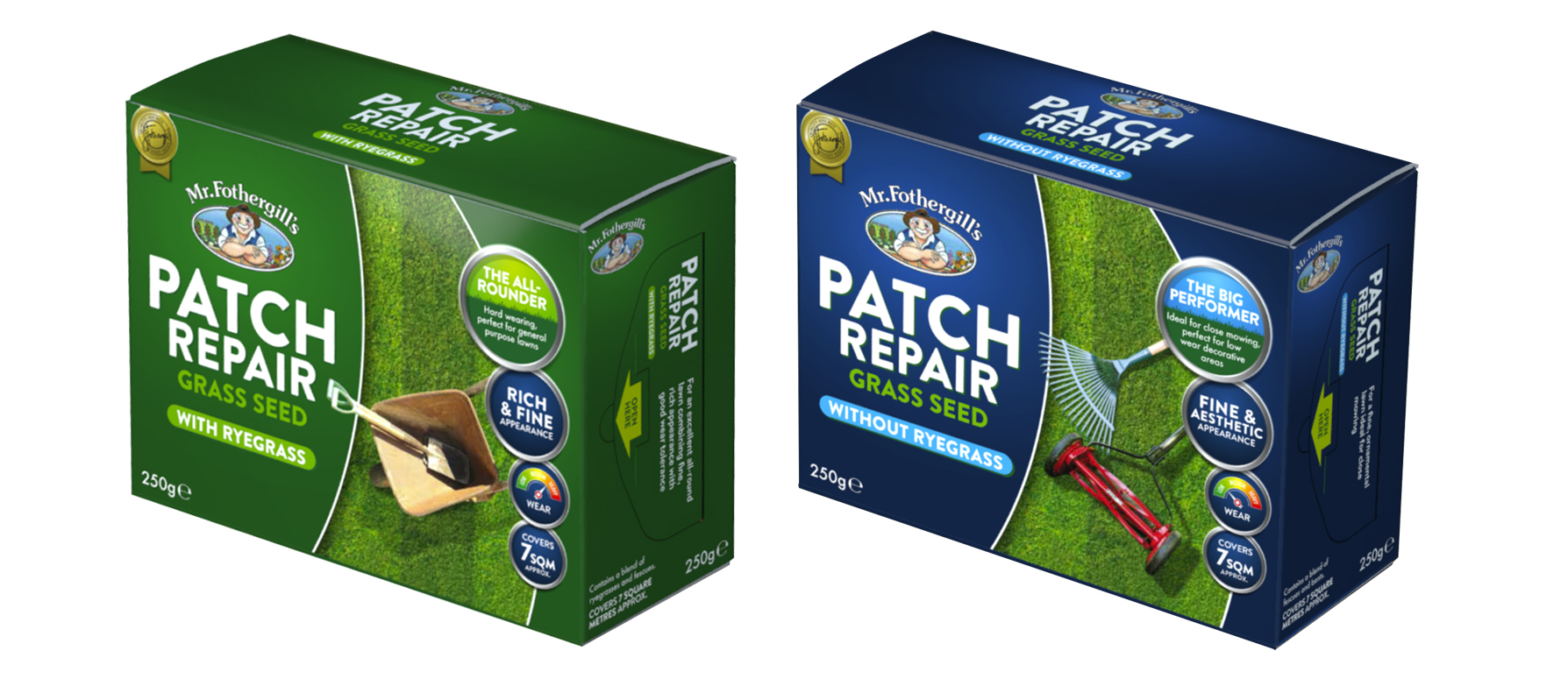 Lawn seed packaging design for Mr Fothergill's Seeds - The Finishing Post